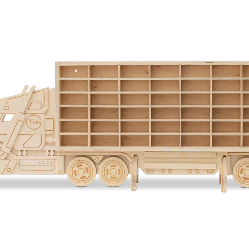 Display Truck For Toy Car Storage - Wood Case, 48 Hot Wheels, Matchbox